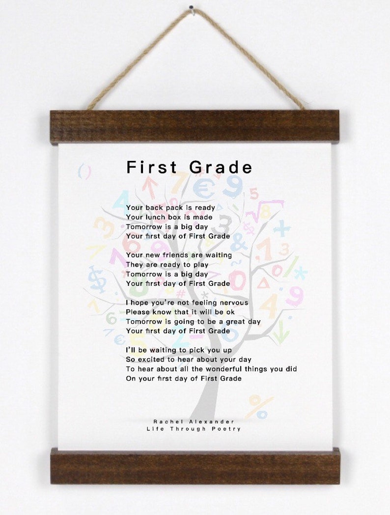 Wall Decor, First Grade Poem, Wall Art, Poetry Gift, Poem Wall Decor ...