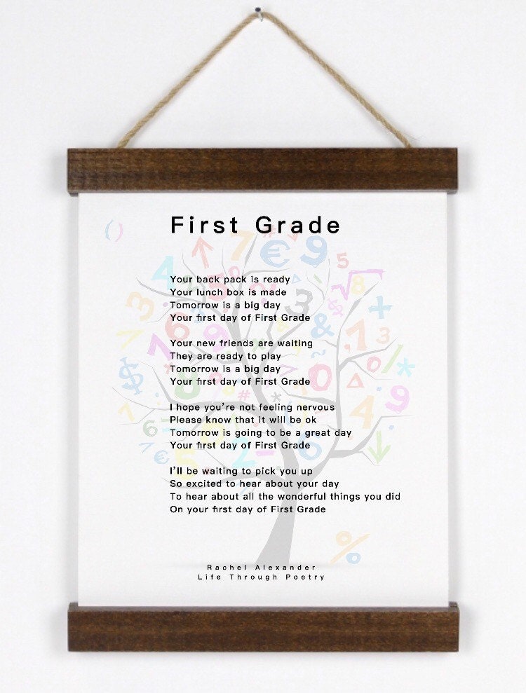 Wall Decor, First Grade Poem, Wall Art, Poetry Gift, Poem Wall Decor ...
