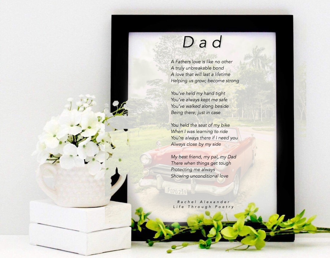Car Poem, Dad Birthday Gift, Wall Art, Daddy Gift, Gift From Son, Gift ...