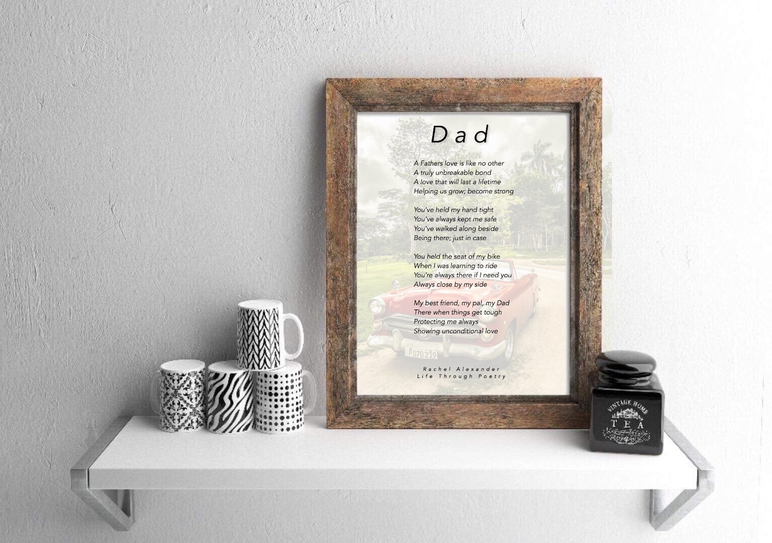 Car Poem, Dad Birthday Gift, Wall Art, Daddy Gift, Gift From Son, Gift ...