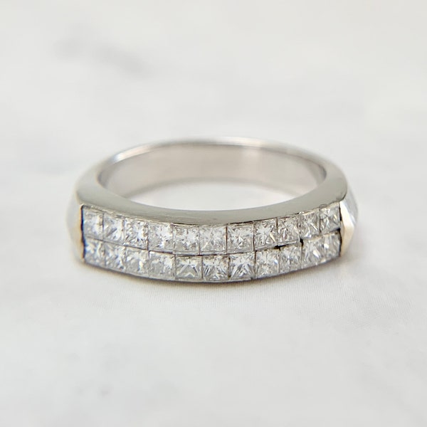 Double Row Diamond Ring - Etsy
