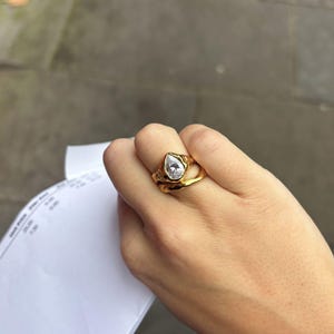 Handmade Gold Vermeil Pear Ring: Molten Stacking Jewelry - Etsy
