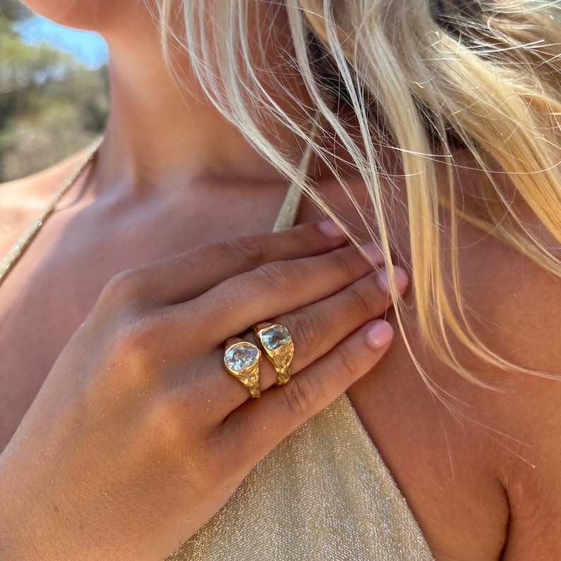 Handmade Gold Vermeil Pear Ring: Molten Stacking Jewelry - Etsy