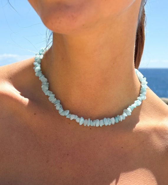 Crystal Chip Necklace Natural Aquamarine Boho Necklace for Women Handmade Jewellery Collar Choker Necklaces March Birthstone Necklaces Etsy