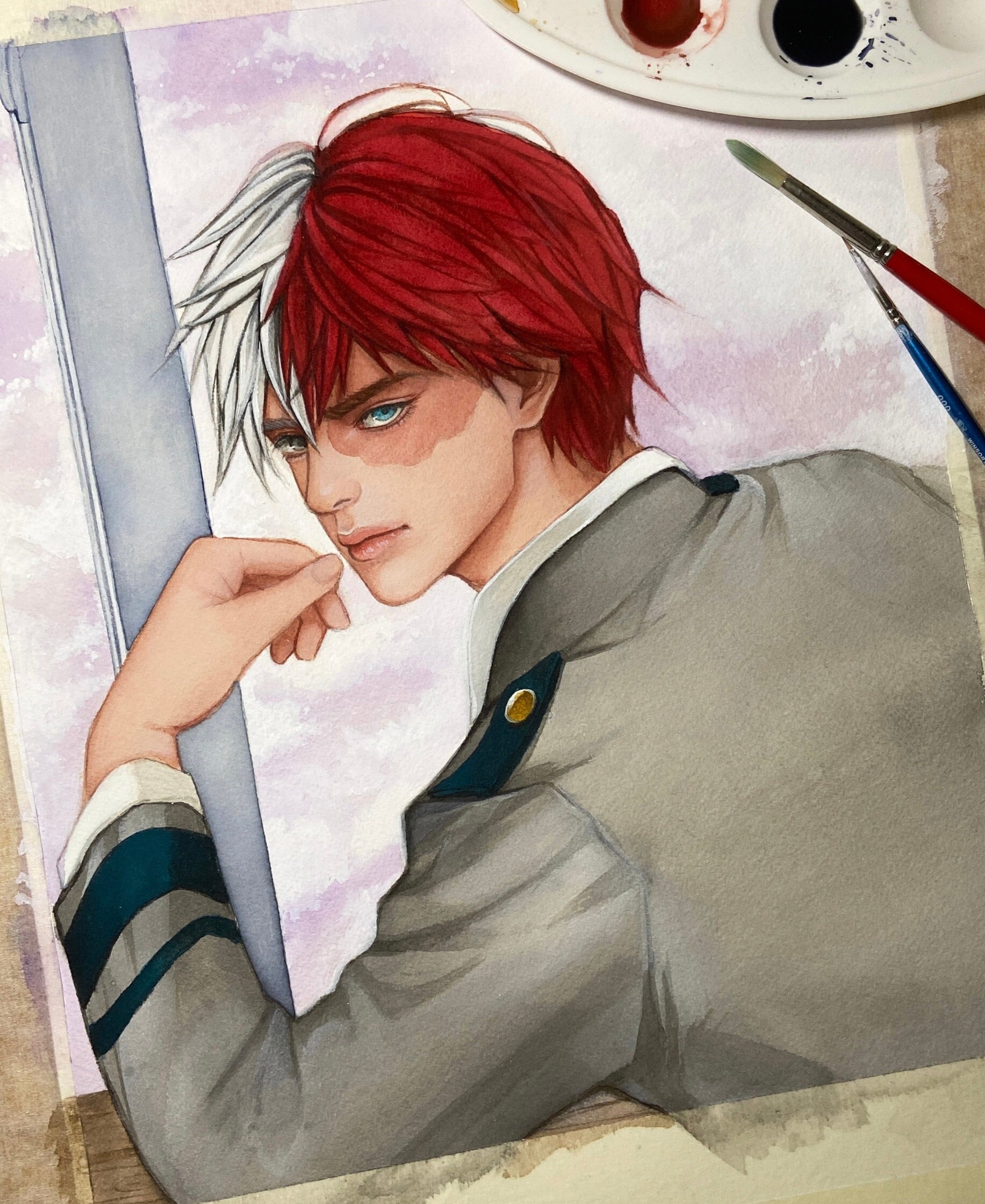 Silver Haired Anime Boy Fanart- Watercolor Painting | lupon.gov.ph