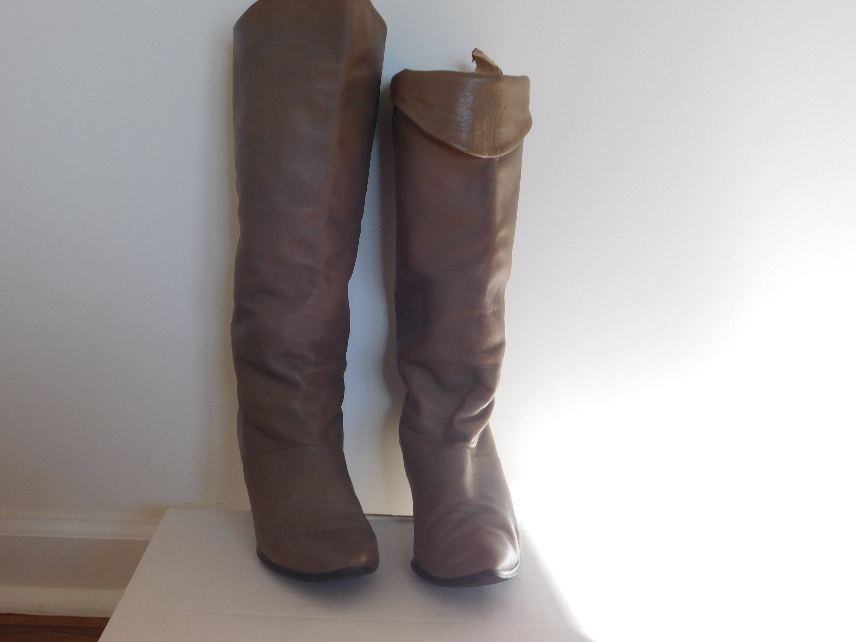 Slouchy Leather Boots Joyce of California High Heel 3 Inpointy Toe ...