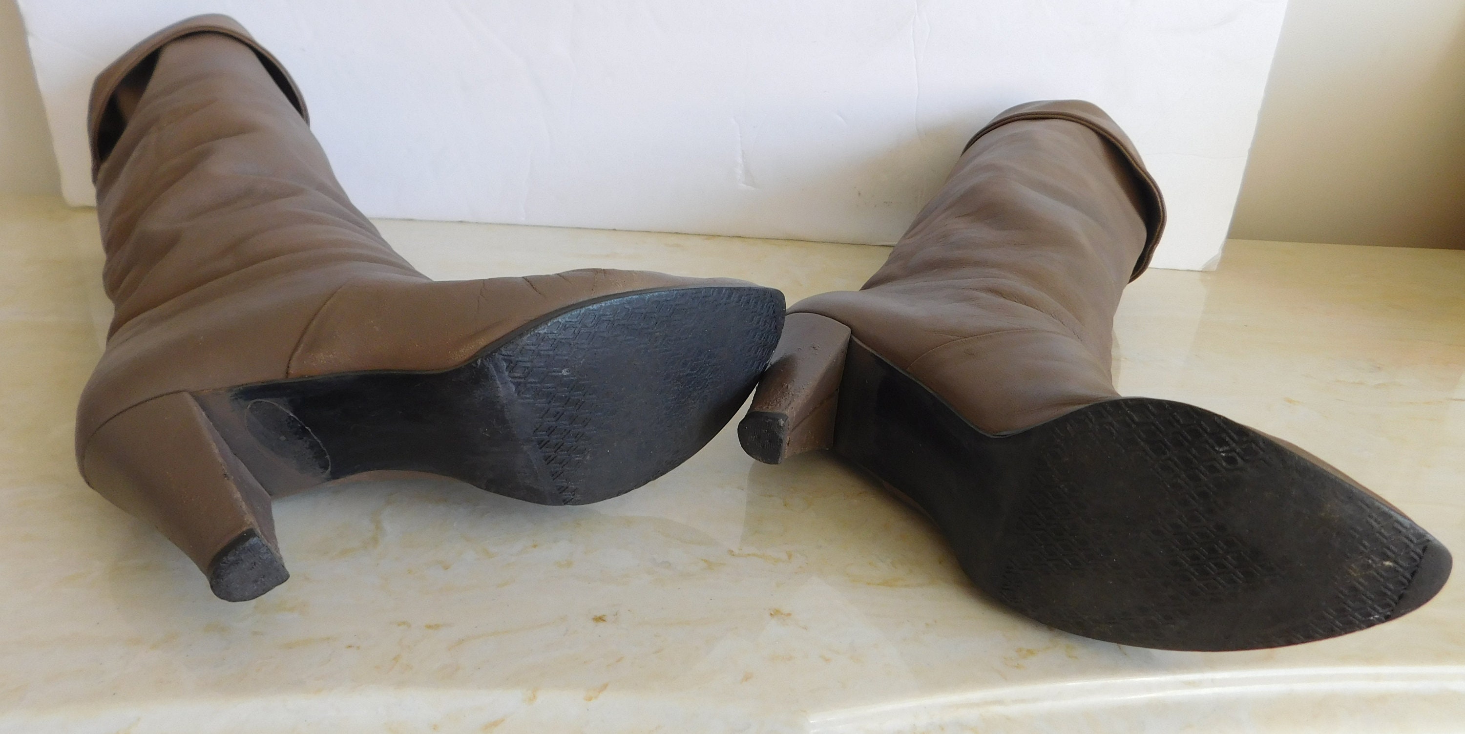 Slouchy Leather Boots Joyce of California High Heel 3 Inpointy Toe ...