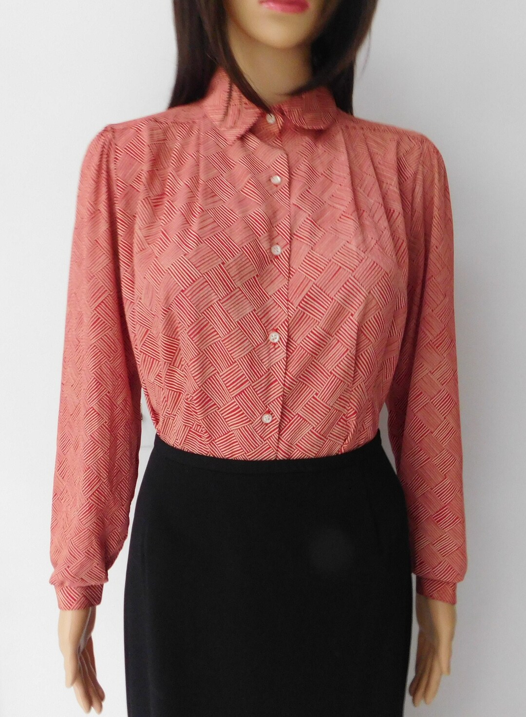 Vintage Stuart Lang Blouse-red & Ivory-great Look for Above - Etsy