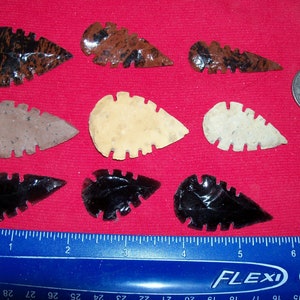 7 Different Exotic Arrowheads Serrated and Non Serrated Black Obsidian ...