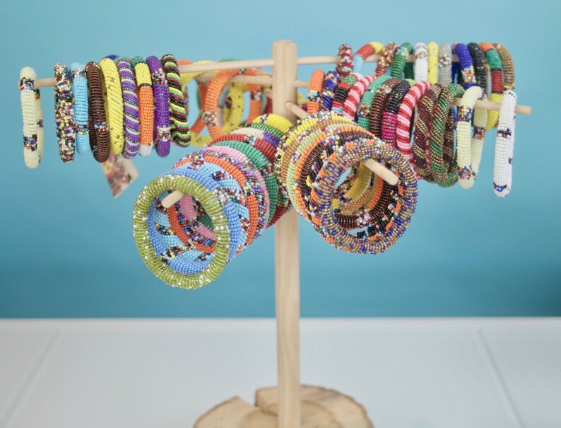 Handmade Beaded Bangle Bracelet - Etsy