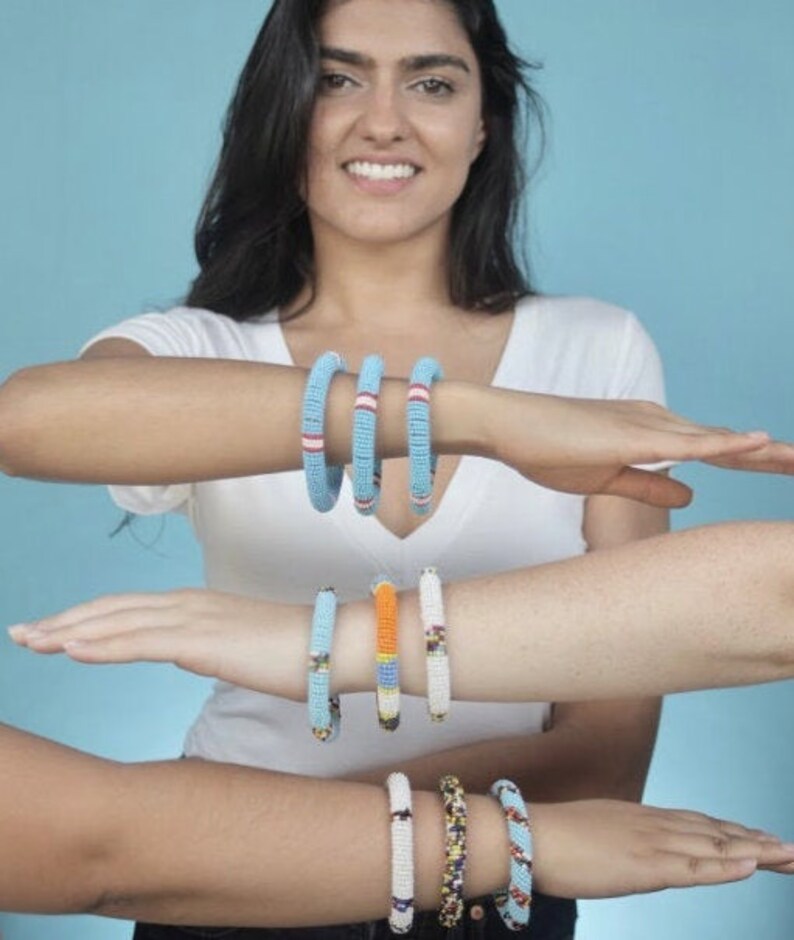 Handmade Beaded Bangle Bracelet - Etsy