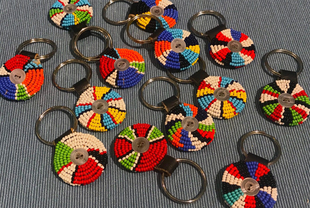 Handmade Beaded Button Keychain - Etsy