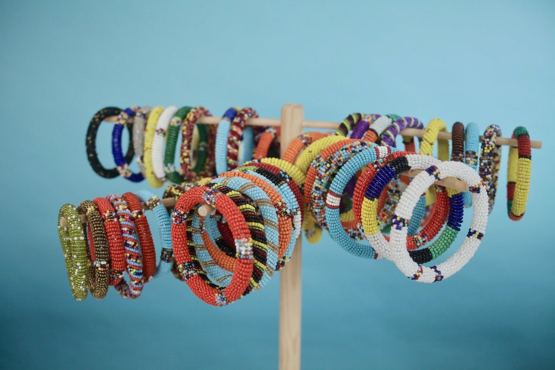 Handmade Beaded Bangle Bracelet - Etsy