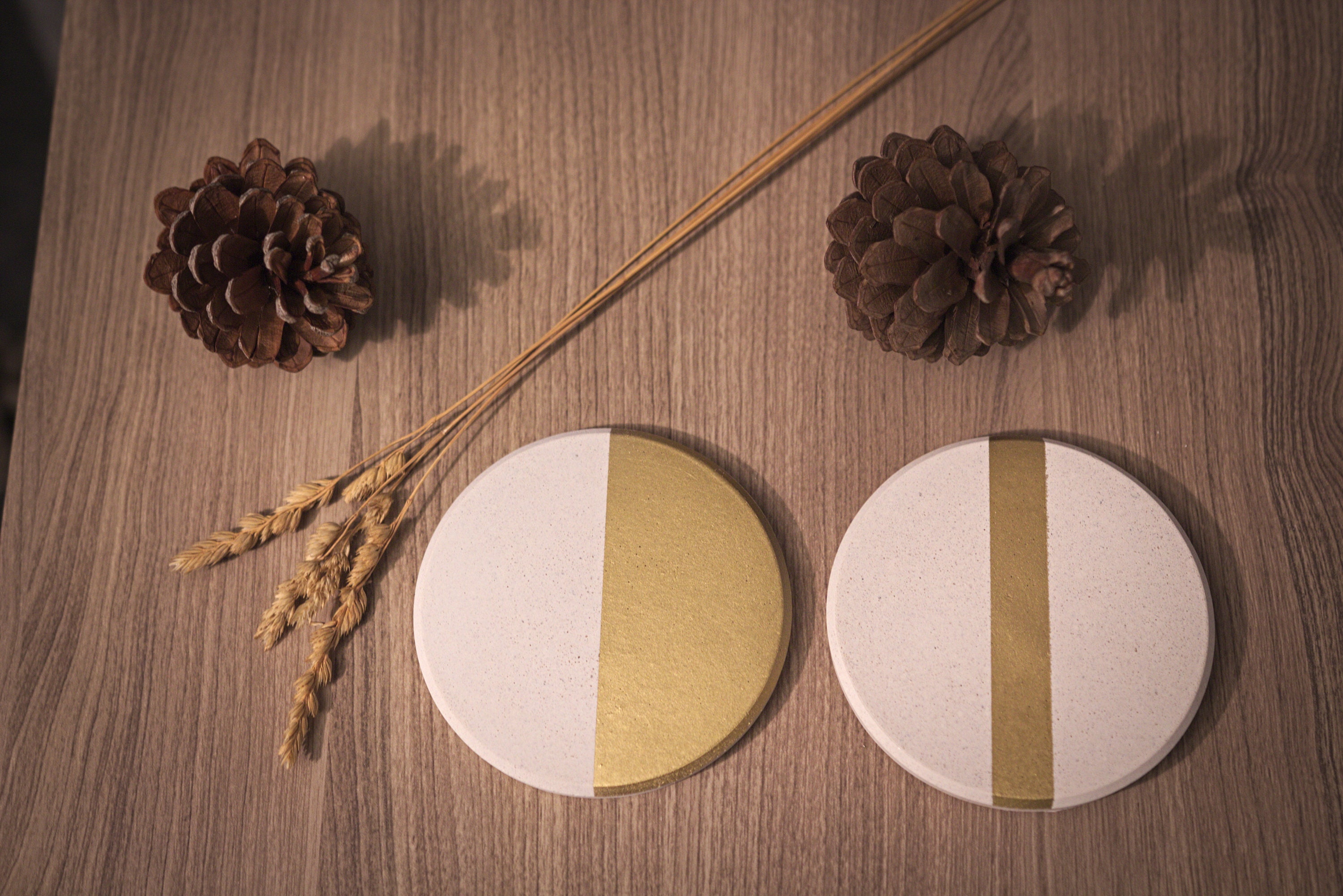 Modern Gold Coaster Set / Concrete Coasters | Etsy