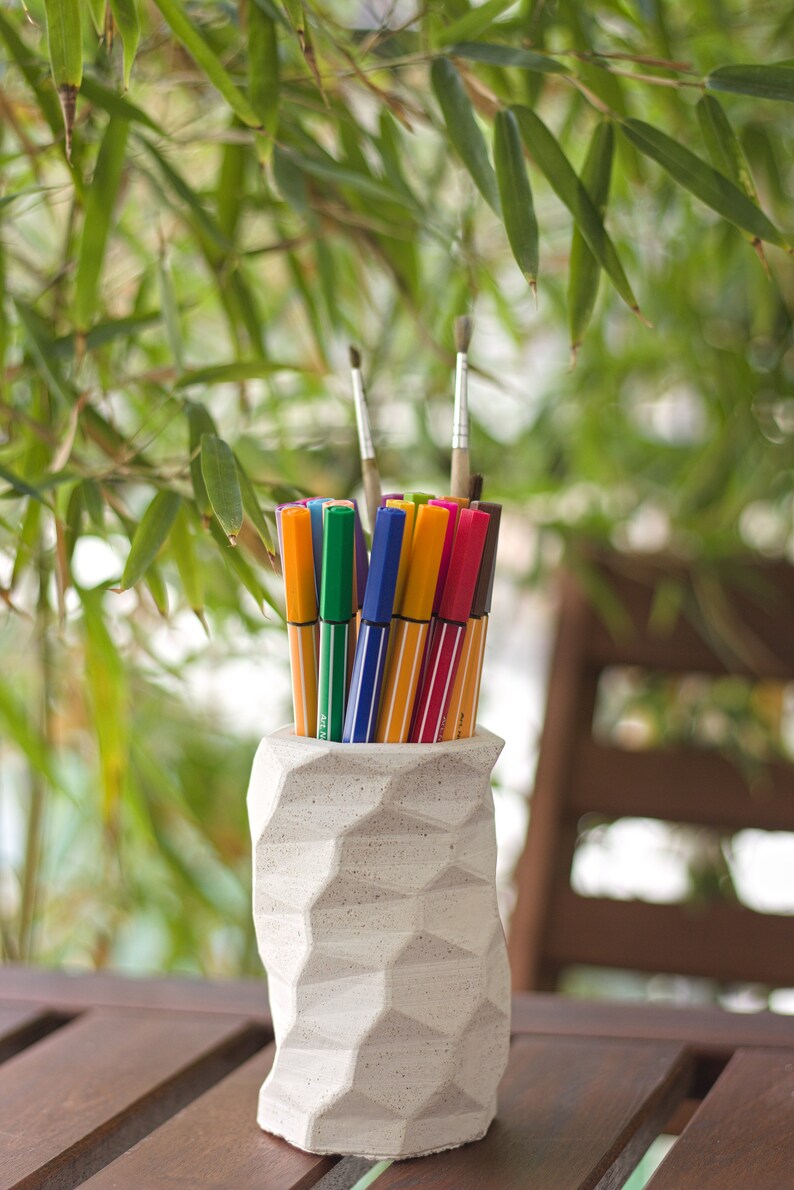 Handmade Pencil Holder / Concrete Pencil Pot | Etsy