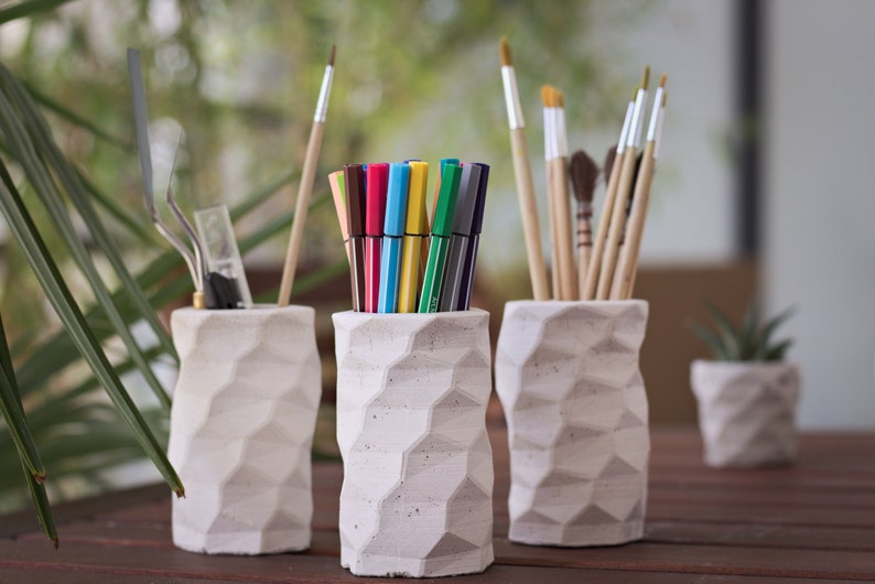 Handmade Pencil Holder / Concrete Pencil Pot | Etsy