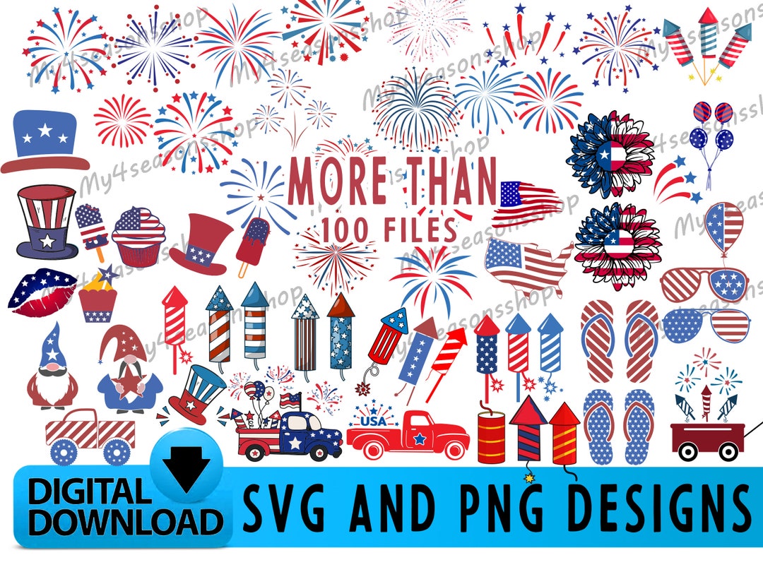 4th of July Svg Bundle Fireworks Svg & Png 4th of July Firework More ...