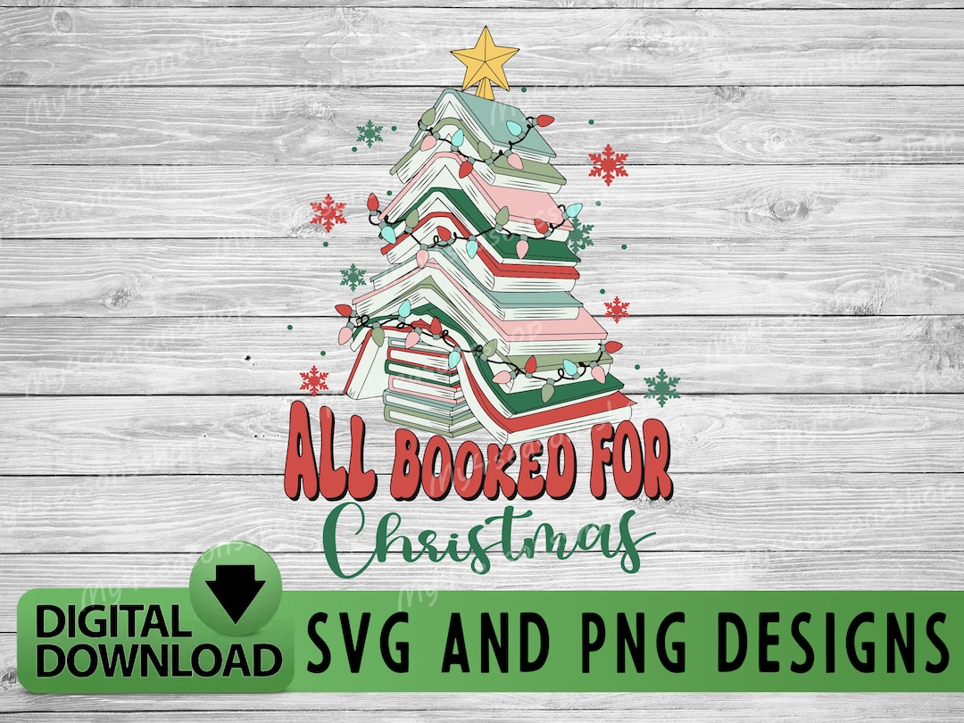 Christmas Book Tree Svg & Png Christmas Book Tree Png, Teacher ...