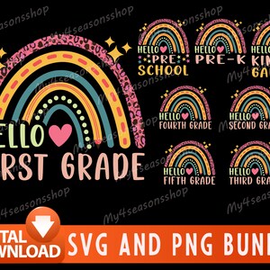 Hello Back to School Rainbow SVG, Back to School Png Bundle 2023 Back ...