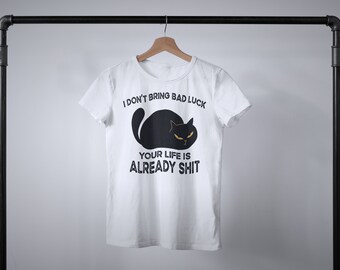 Bad Black Cat Shirt - Etsy