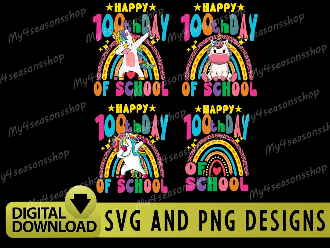 100 Days of School Rainbow Unicorn Bundle Design for Girls , 100 Days ...