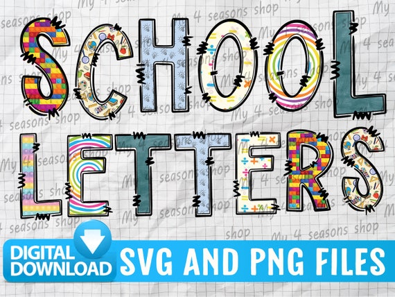 7 Sets of School Letters SVG School Letters PNG Bundle Back to - Etsy