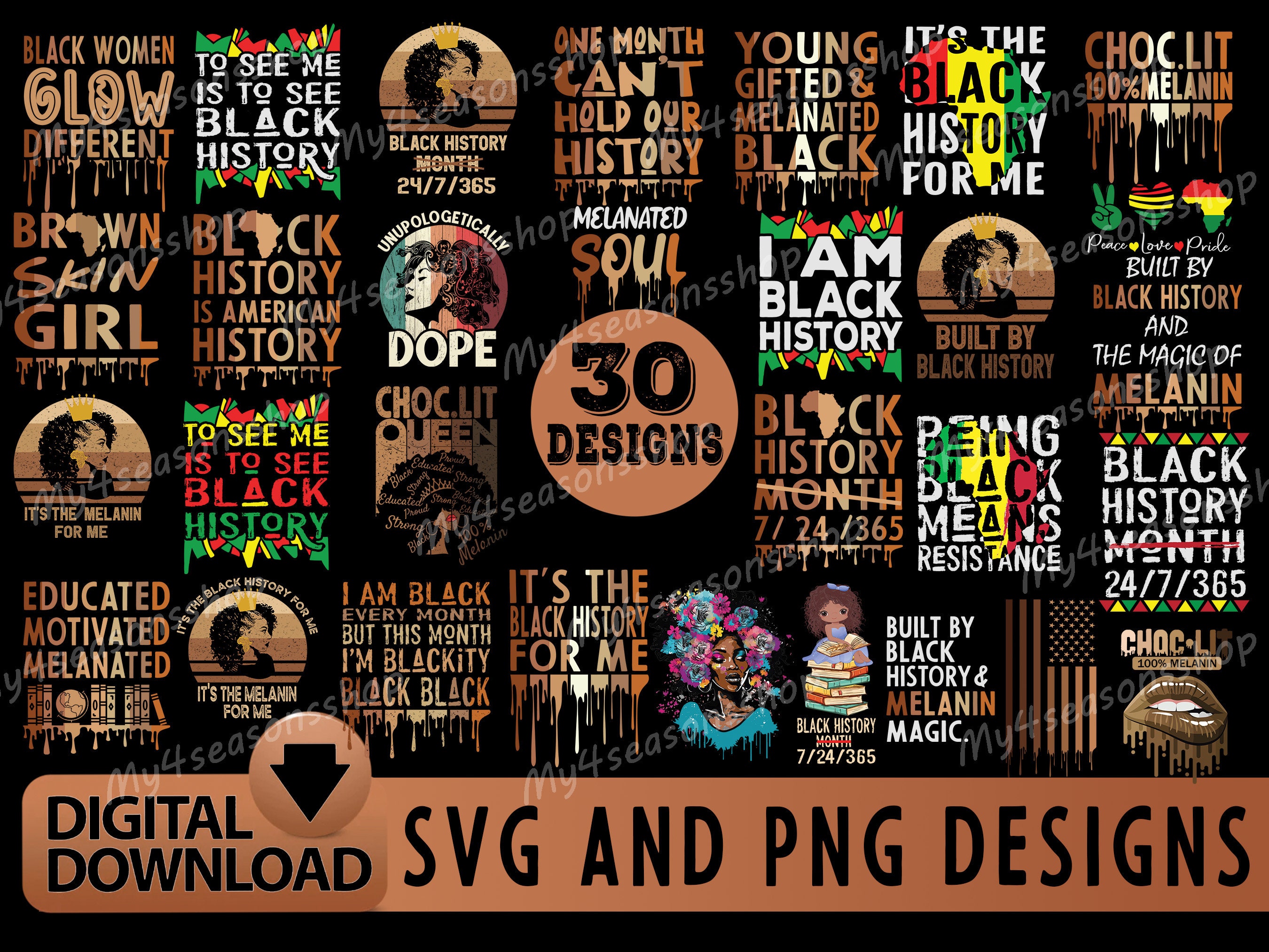 Black History Month Bundle 30 Svg & Png Files Black History 365 Svg ...