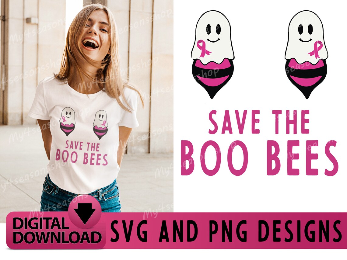 Breast Cancer Awareness Svg Save the Boo Bees Png Breast - Etsy