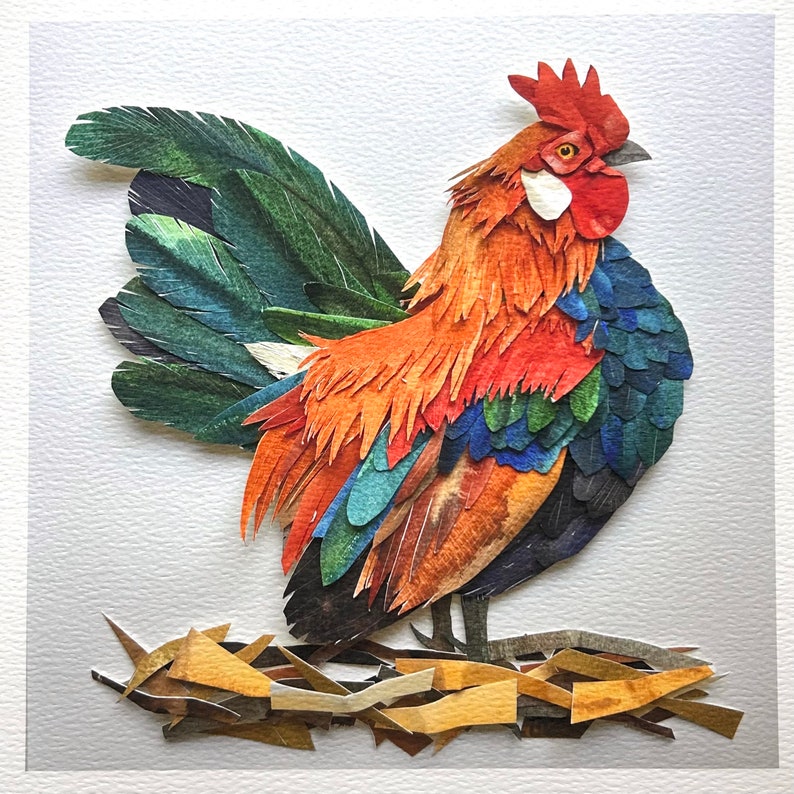 Limited Giclee Rooster Print/bird Fine Art Print - Etsy