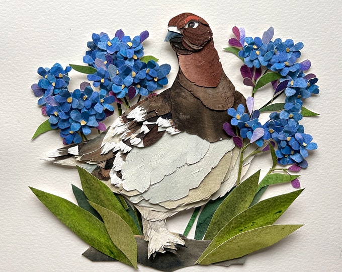 Original Framed Paper Willow Ptarmigan/alaska State Bird Art - Etsy