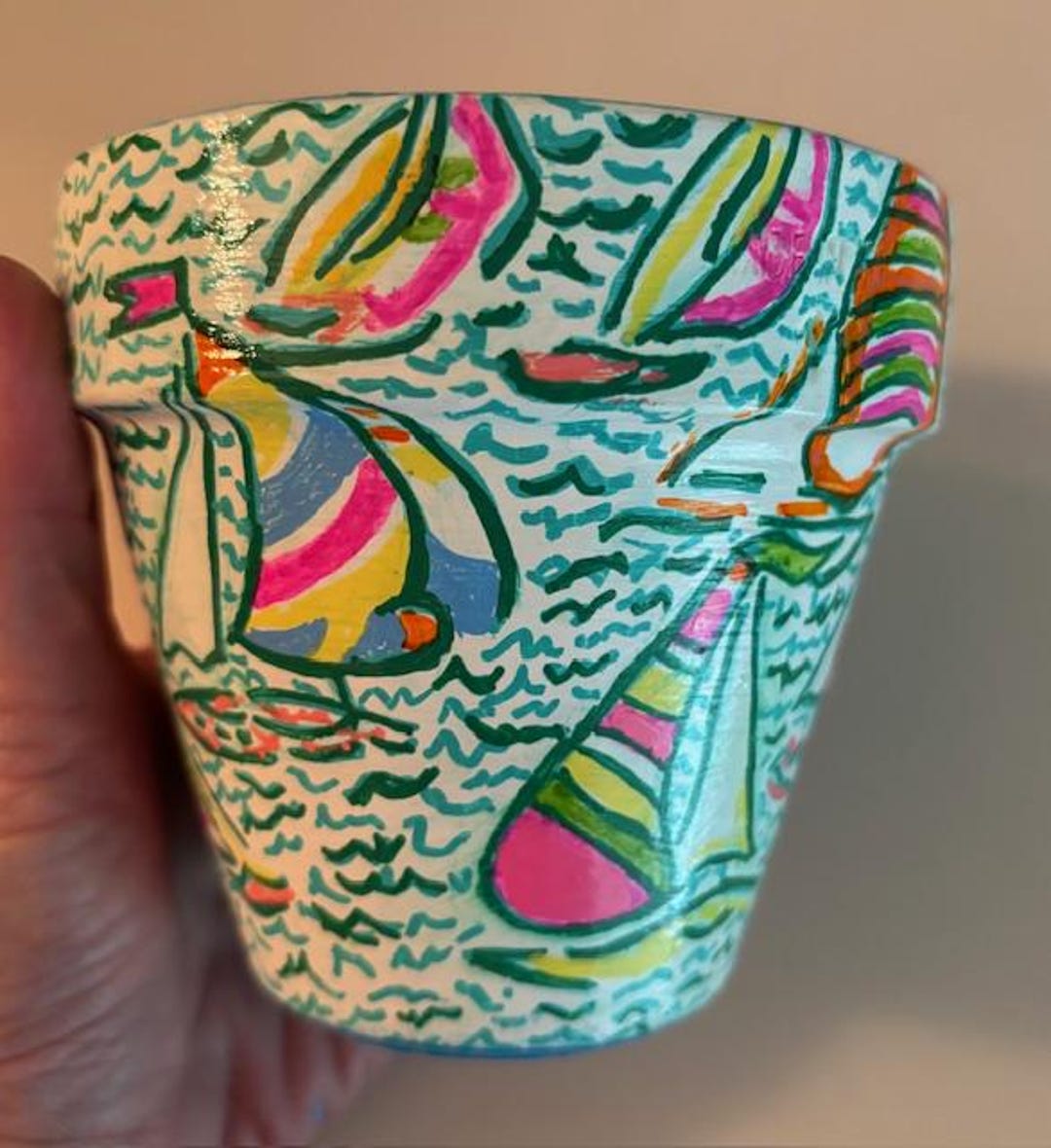 Lilly Pulitzer Inspired Hand Painted Flower Pot - You Gotta Regatta - Etsy
