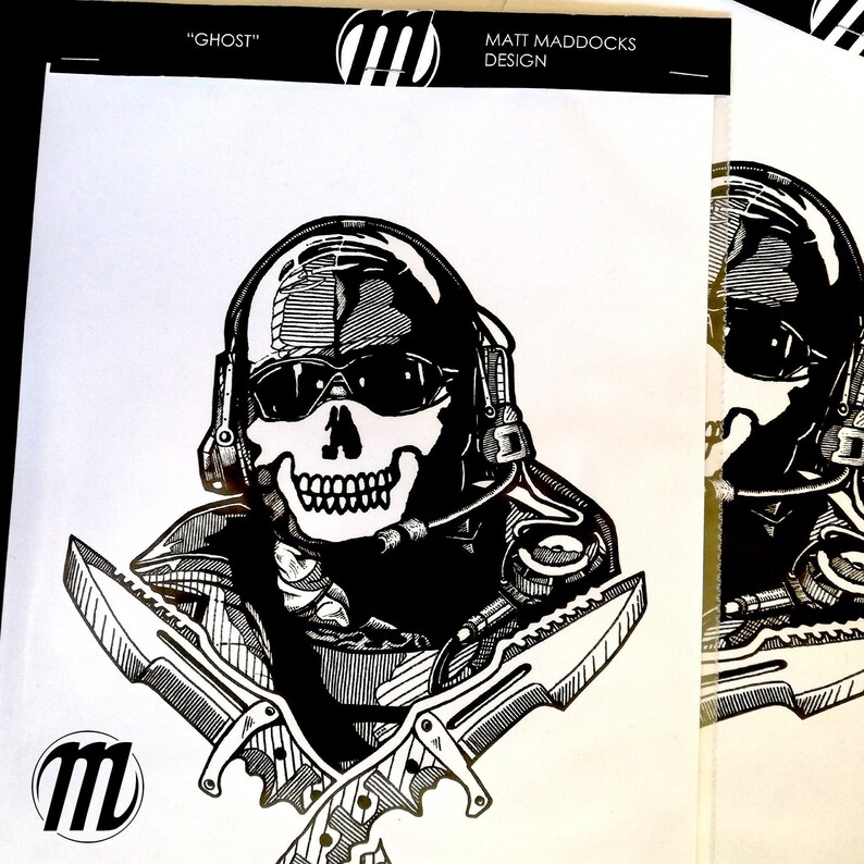 GHOST Call of Duty A4 Art print signed and packaged Drawing | Etsy