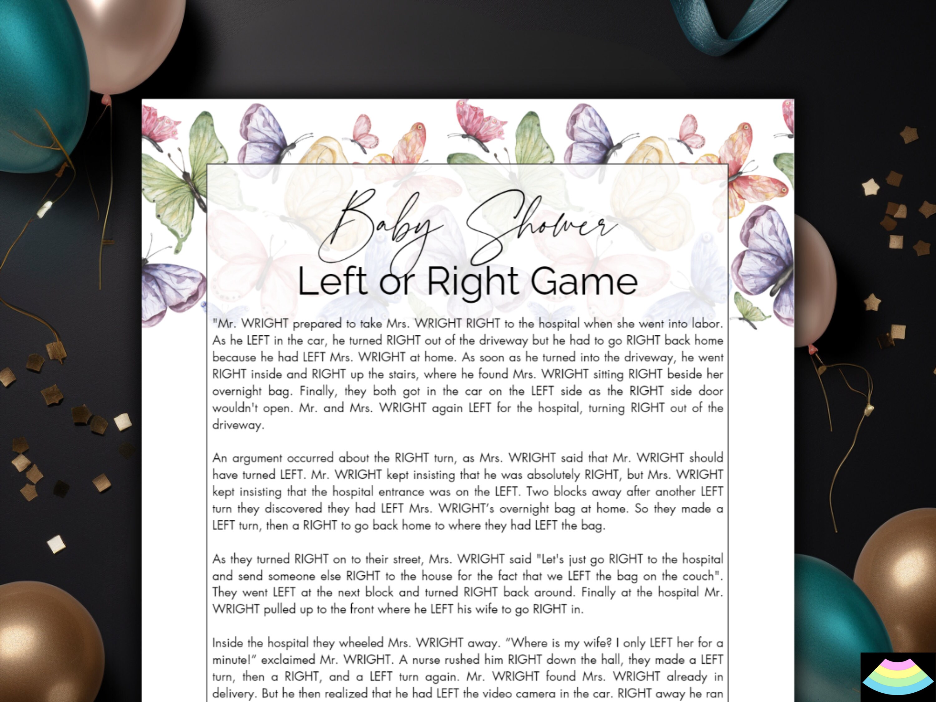 Left or Right Game for Baby Shower or Gender Reveal, Left Right Story ...