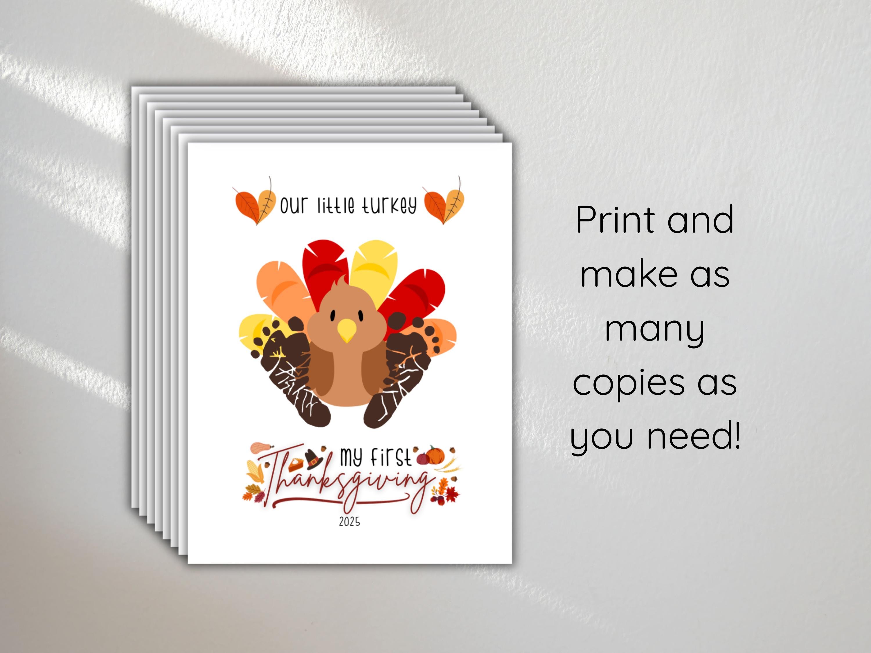My First Thanksgiving Craft for Babies: Turkey Footprint Art (editable ...