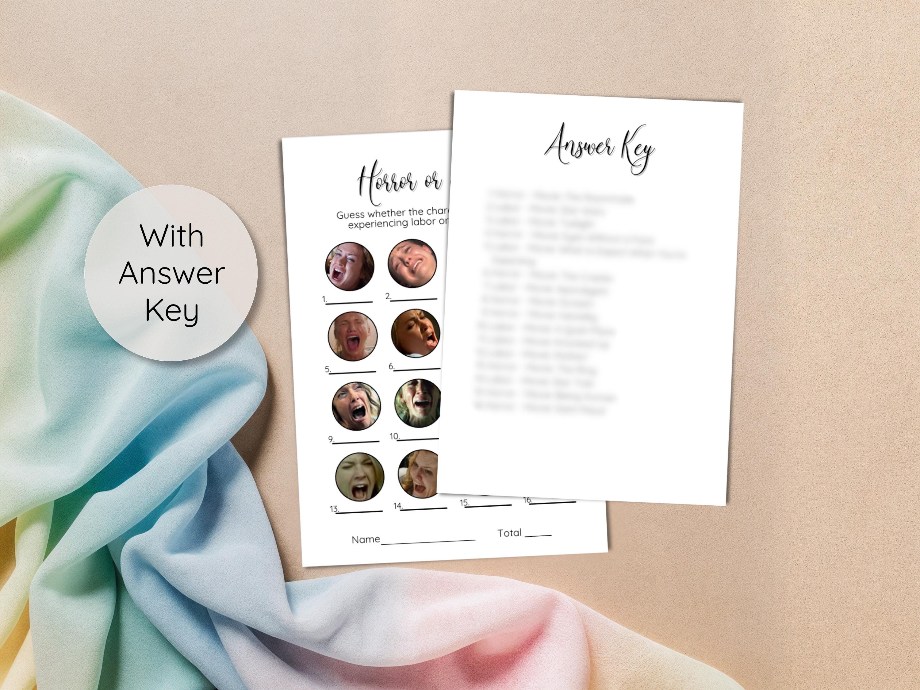 Labor or Horror Baby Shower Game Printable - Etsy