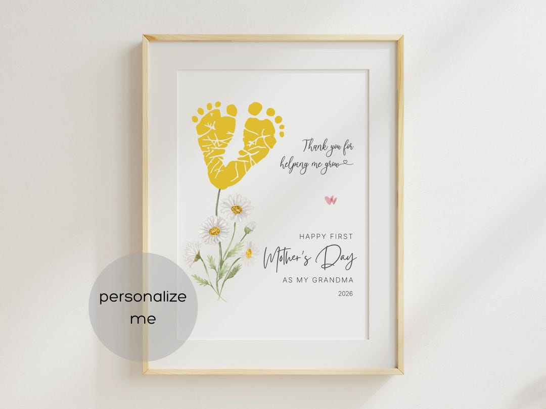 Daisies Mother's Day Footprint Art Gift for Grandma | Flower Handprint ...