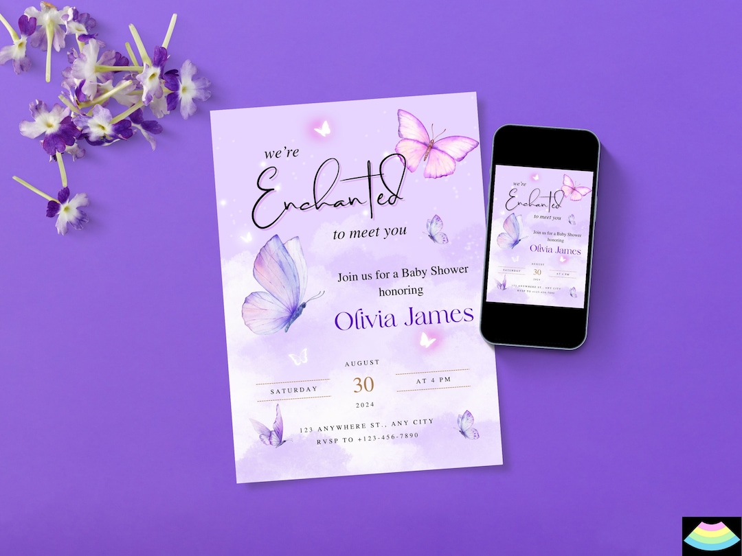 Purple Butterfly Baby Shower Invitation: Swiftie Enchanted Theme ...