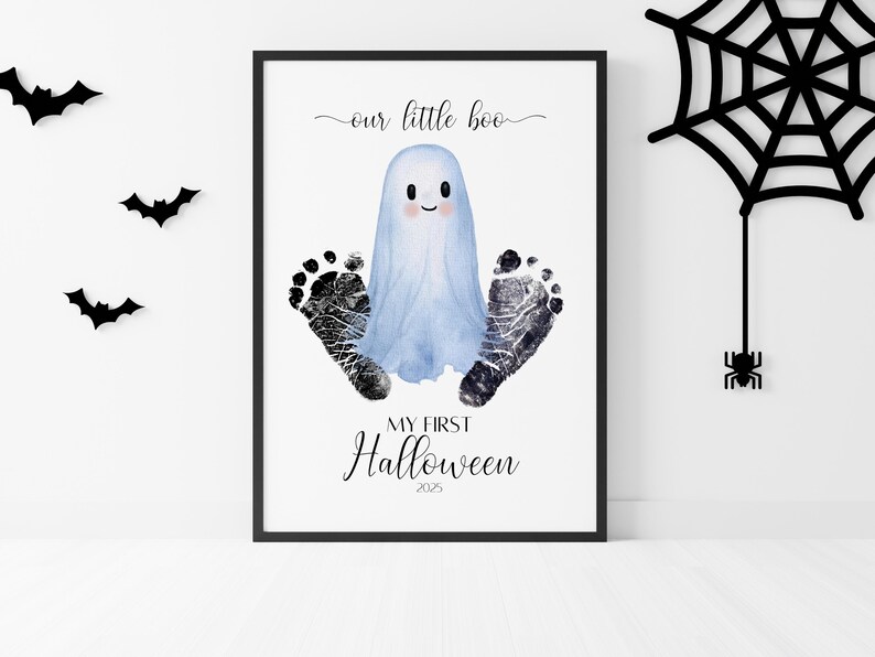 Personalized Baby's First Halloween Footprint Art, Ghost Keepsake Print ...