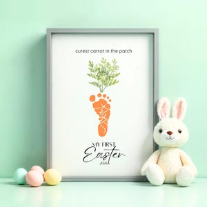 Editable Cutest Carrot in the Patch Easter Footprint Art | DIY Easter ...