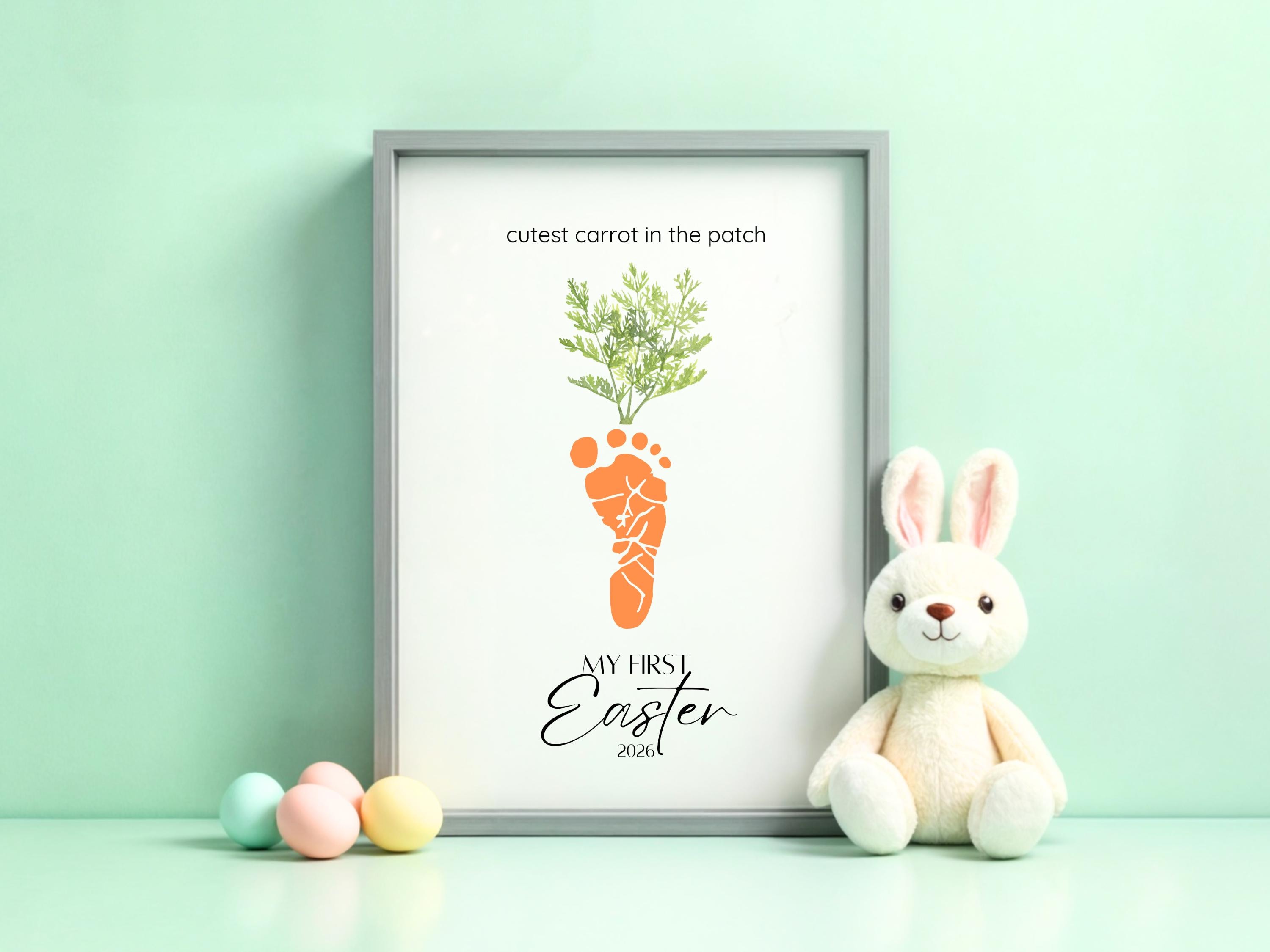 Editable Cutest Carrot in the Patch Easter Footprint Art | DIY Easter ...
