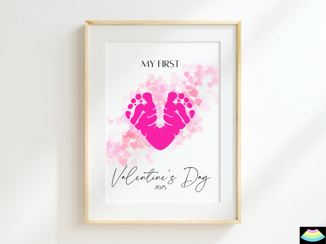 Baby's First Valentines Day DIY Baby Keepsake Footprint Craft Print ...