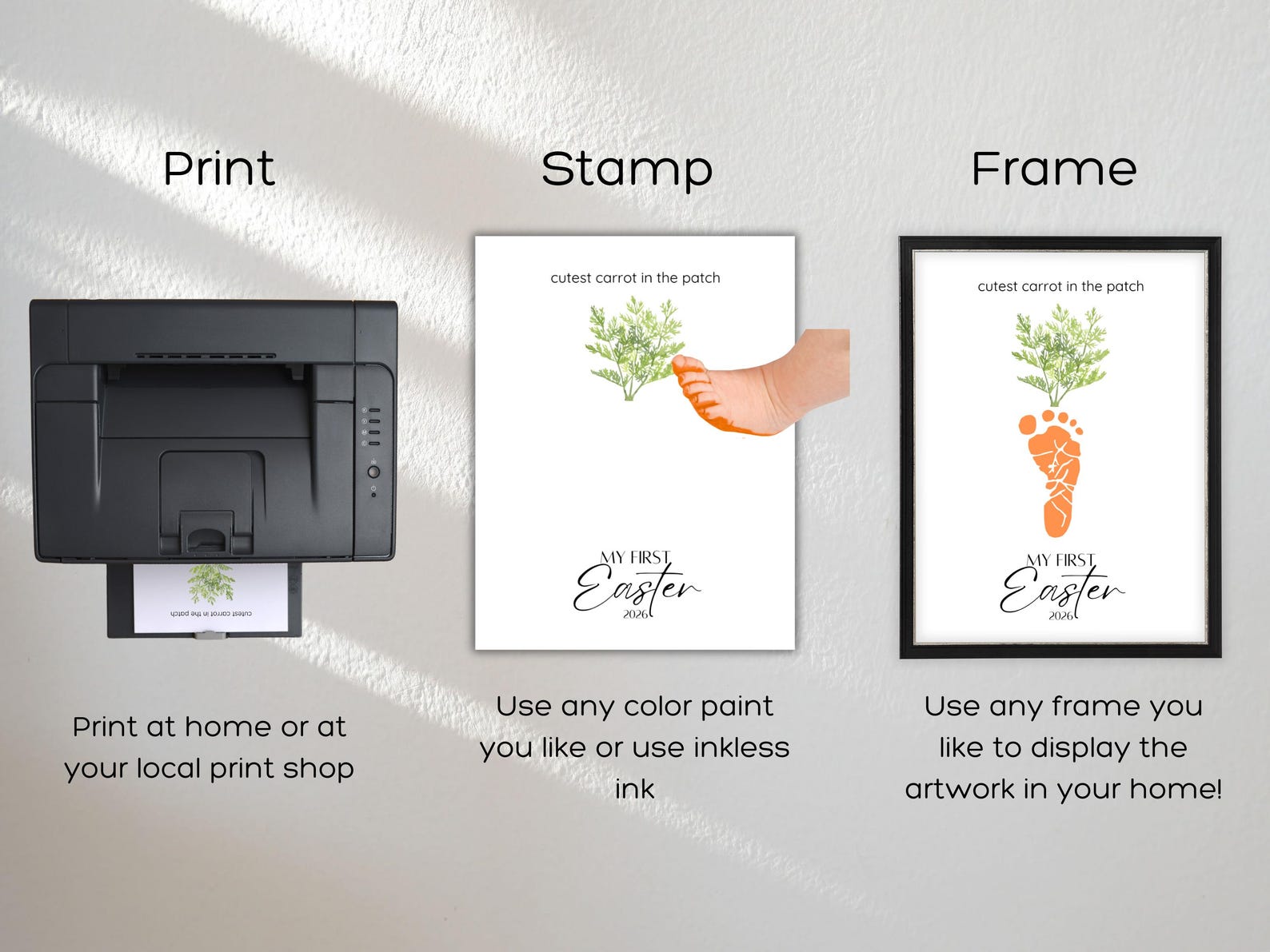 Editable Cutest Carrot in the Patch Easter Footprint Art | DIY Easter ...