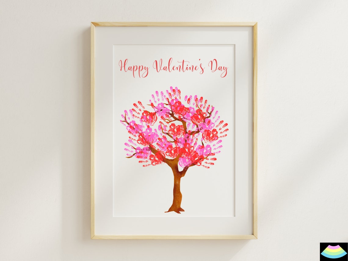 Valentines Day Handprint Art Craft for Kids, DIY Printable Activity ...