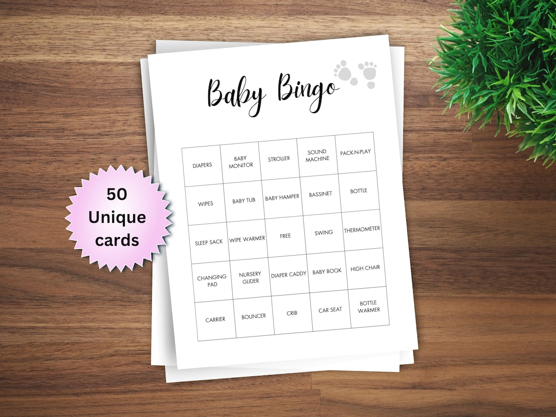 50 Baby Bingo Cards, Printable Prefilled Baby Shower Bingo Cards ...