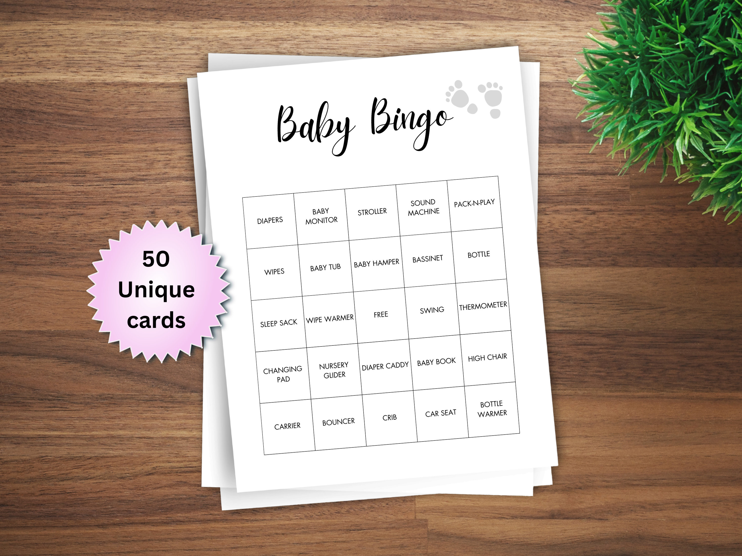 50 Baby Bingo Cards, Printable Prefilled Baby Shower Bingo Cards ...