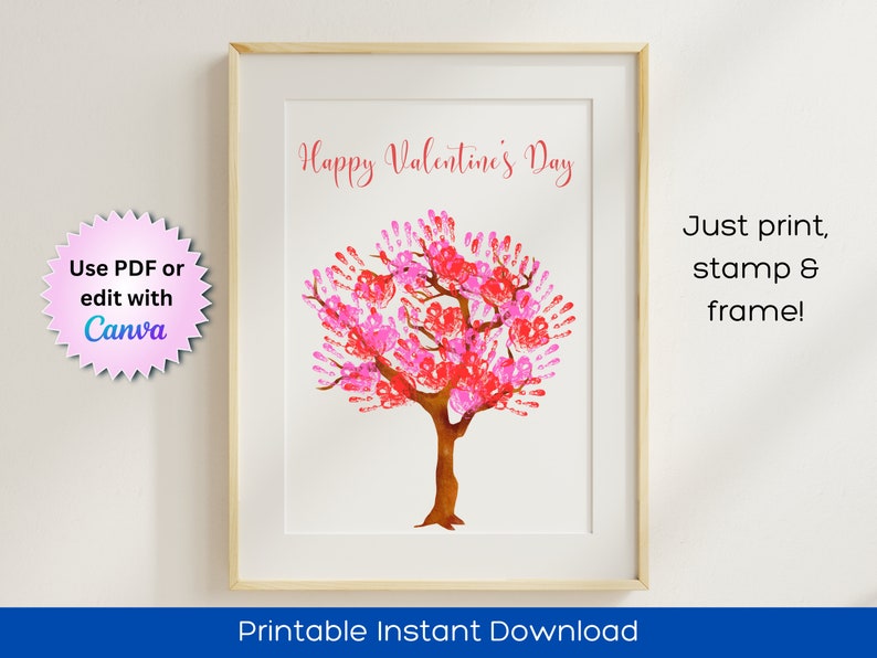 Valentines Day Handprint Art Craft for Kids, DIY Printable Activity ...