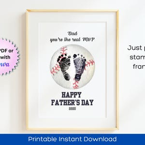 Baseball Father's Day Handprint Footprint Arts and Craft DIY Printable ...