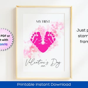 Baby's First Valentines Day DIY Baby Keepsake Footprint Craft Print ...