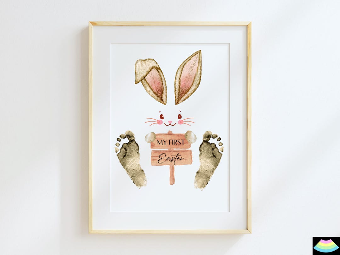 Easter Bunny Footprint Arts and Craft Printable for Baby, Toddler and ...