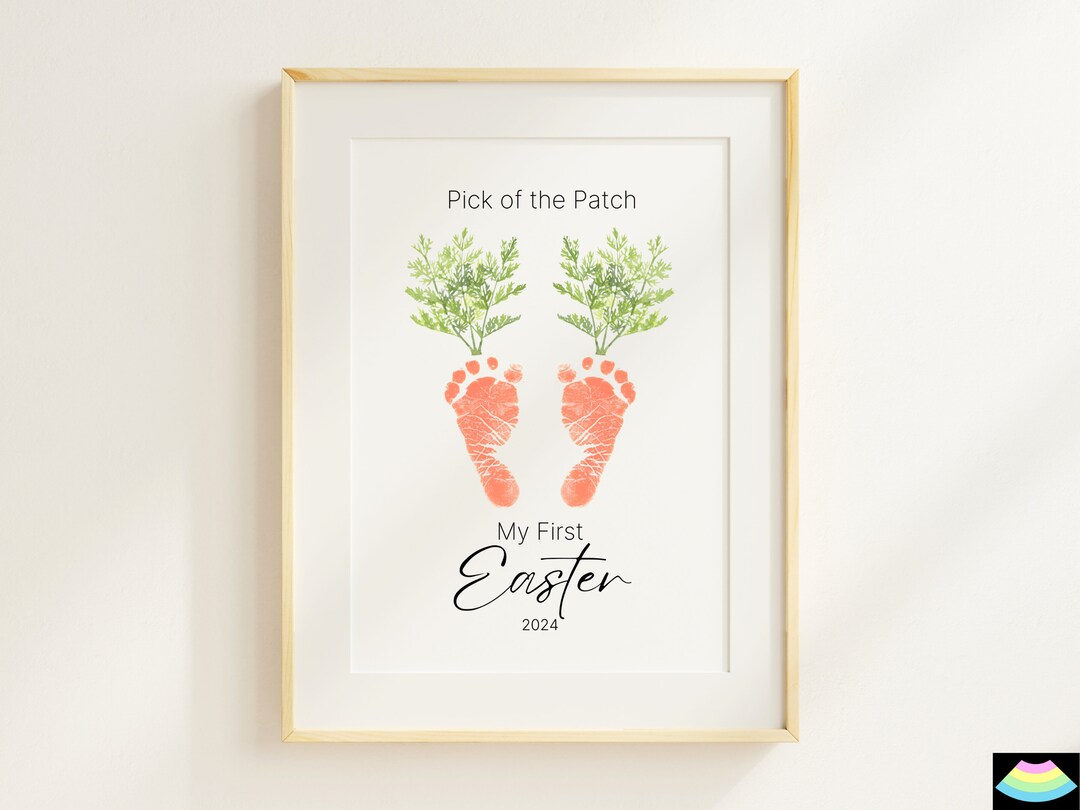 Easter Footprint Art Printable Carrot Patch Keepsake Gift for Kids - Etsy